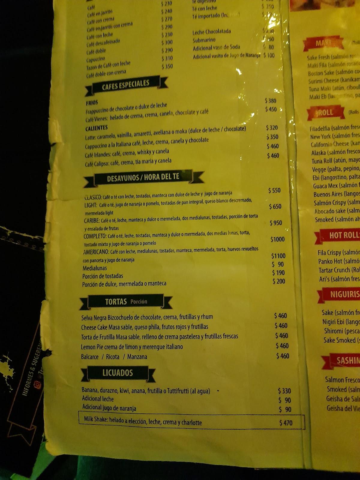 Menu at Viejo Trote restaurant, Adrogué