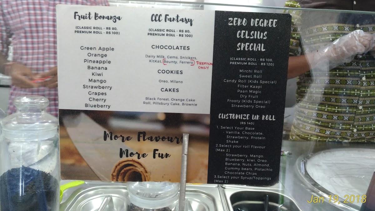 Menu at Zero Degree Celsius Ice Creams, Coimbatore