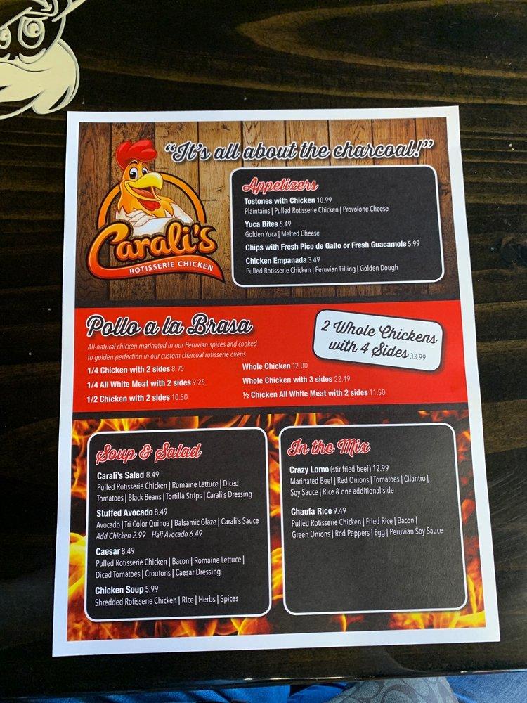 Menu at Carali's Rotisserie Chicken restaurant, Middletown, Shelbyville Rd