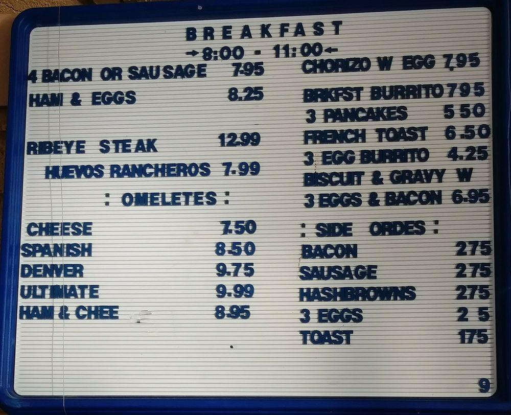 Menu at Golden Ox restaurant, Ridgecrest