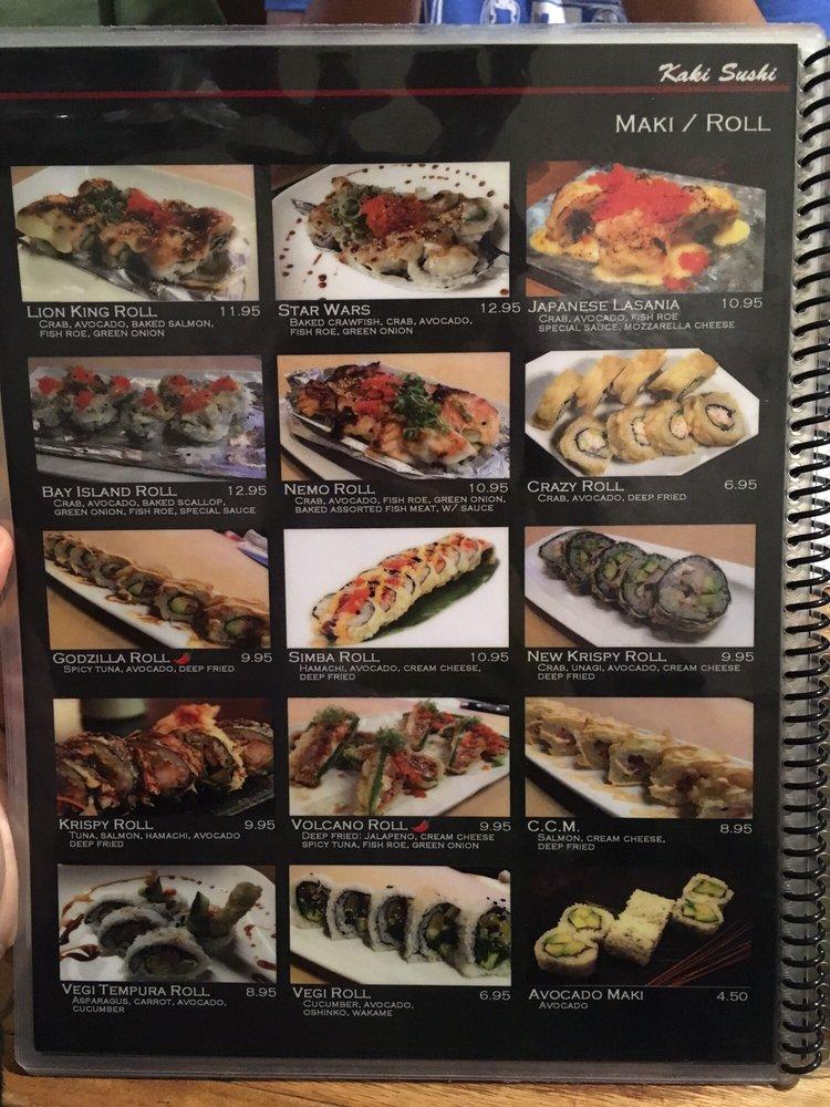 Menu at Kaki Sushi restaurant, Pleasanton