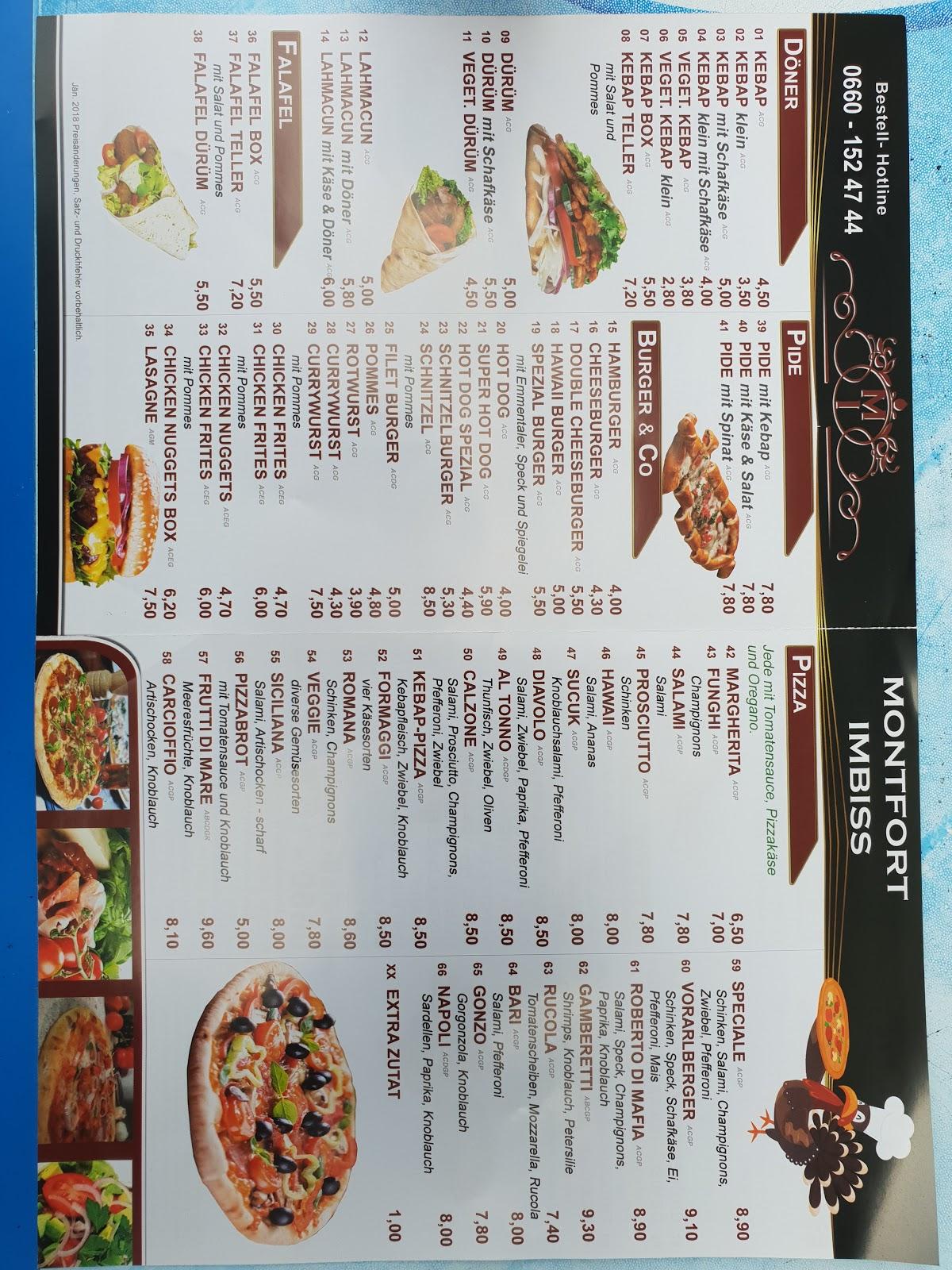 Menu at Montfort Imbiss, Frastanz