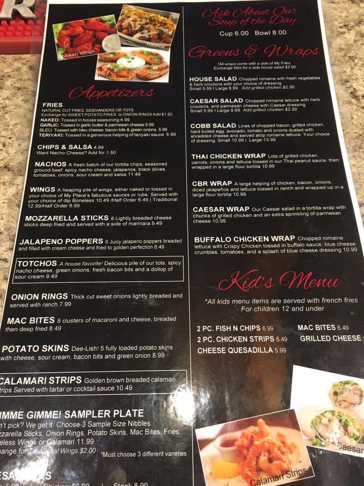 Carta de My Place Bar and Grill, Spokane Valley