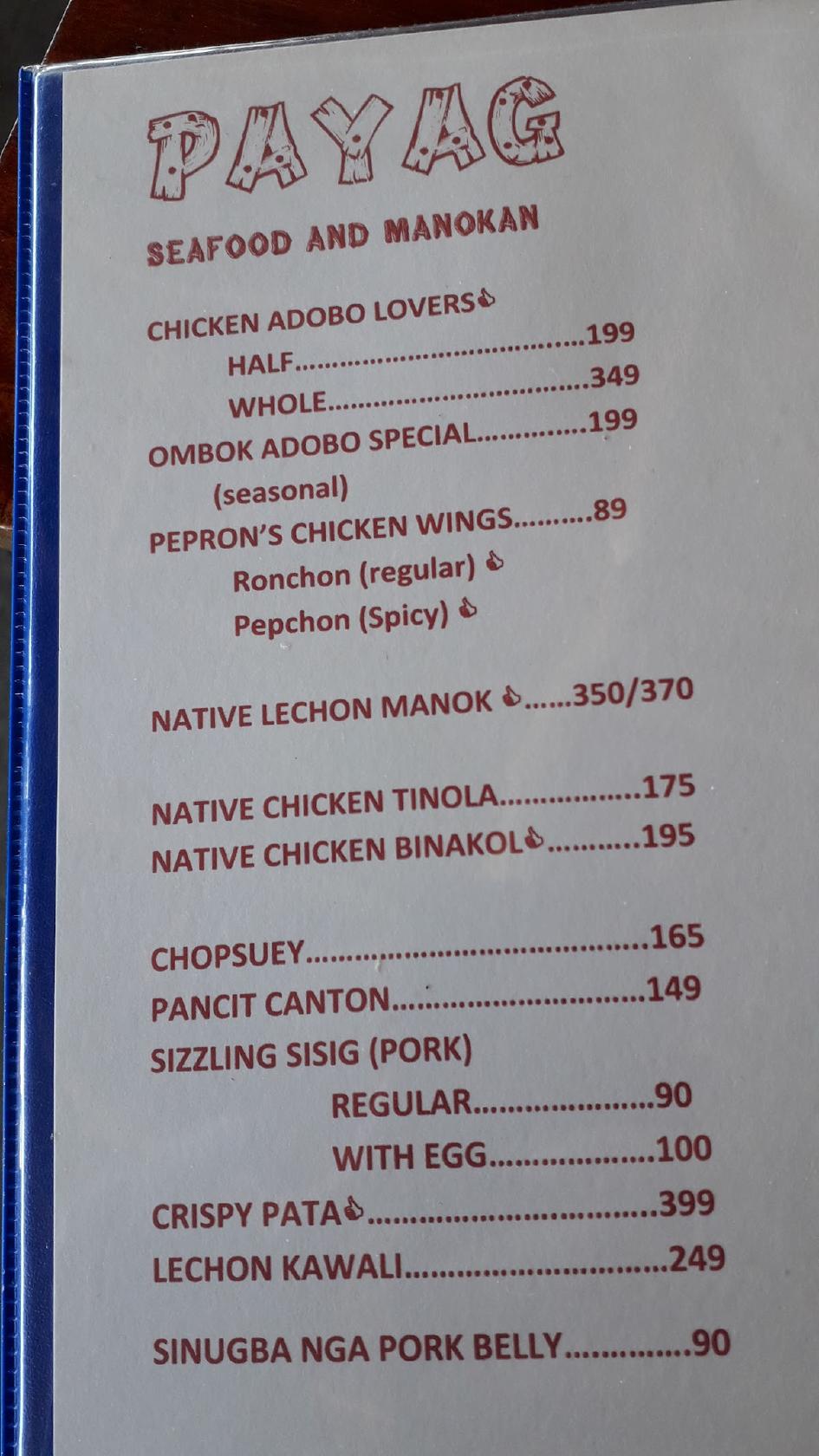 Menu at Payag by Pepron Seafood and Restaurant, Iloilo City, Costa del ...