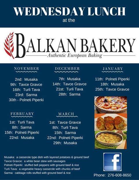 Menu at Balkan Bakery, Abingdon