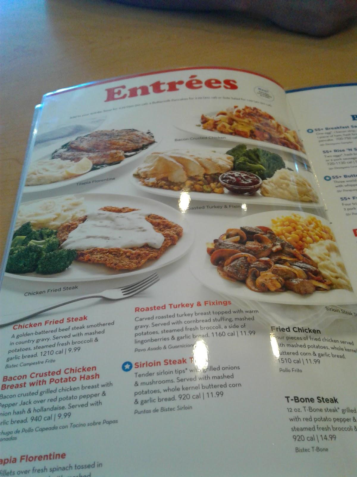 Menu at IHOP restaurant, Del Rio