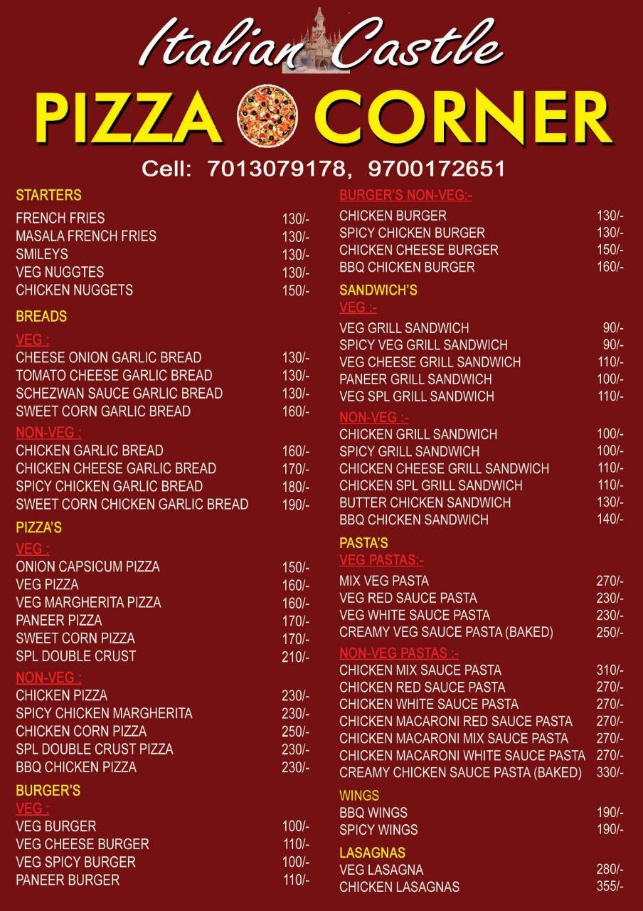 Menu at ITALIAN CASTLE PIZZA CORNER, Hyderabad