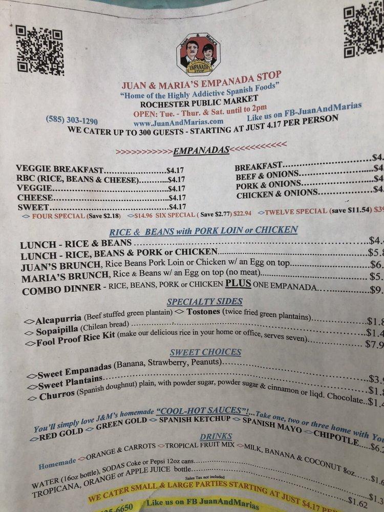 Carta del restaurante Juan & Maria's Empanada Stop, Rochester