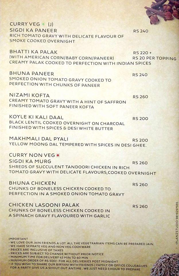 Menu at Mamuzzz The Biryani Badshah, India