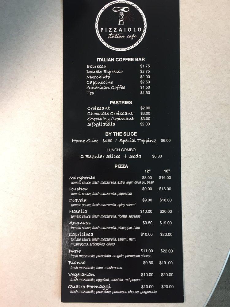 Menu at Pizzaiolo Italian Cafe, Fort Lauderdale