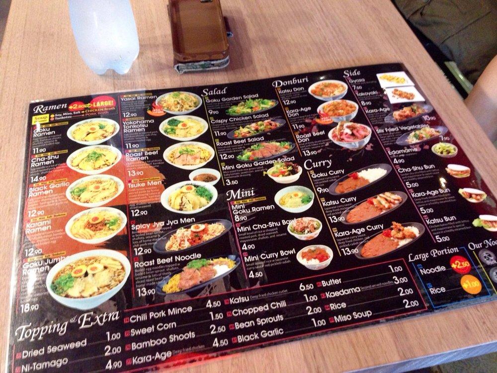 Menu at Ramen Goku restaurant, Glebe