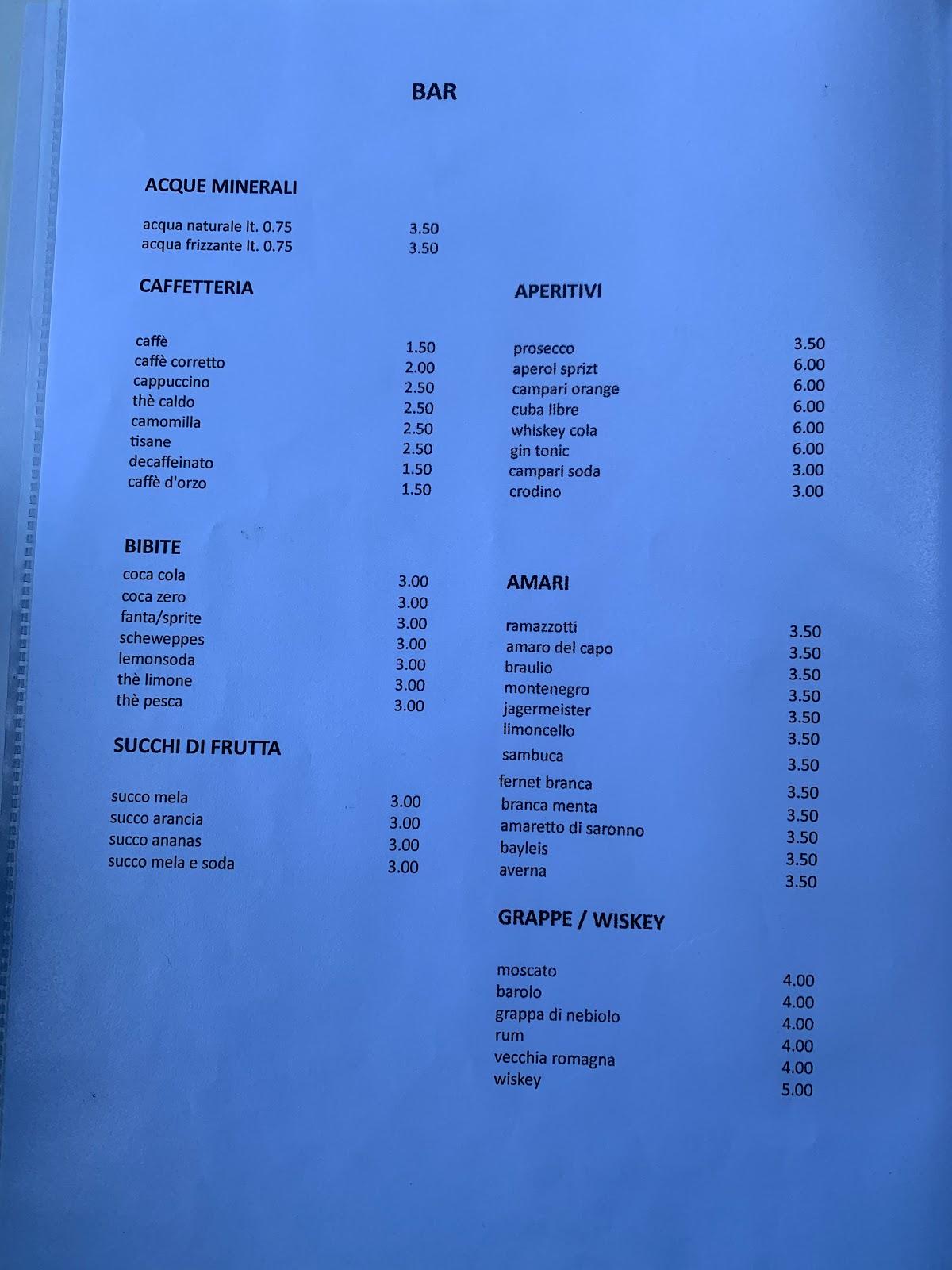 Menu at Ristorante pizzeria Camelia, Cannobio
