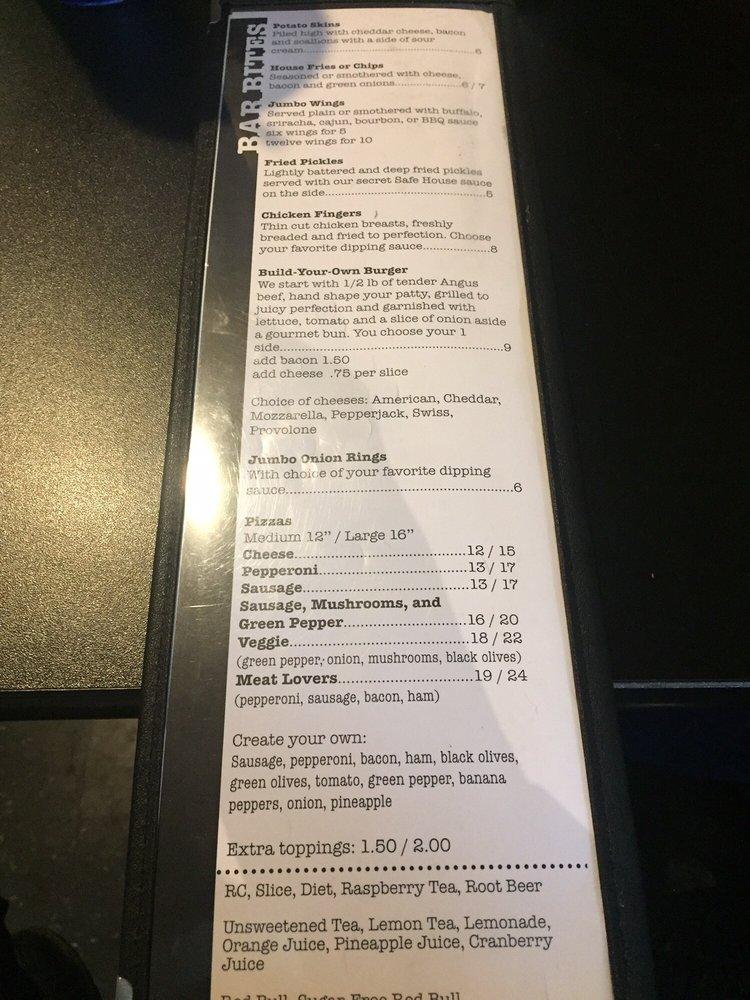 Menu at Safe House Bar & Grill, Crown Point