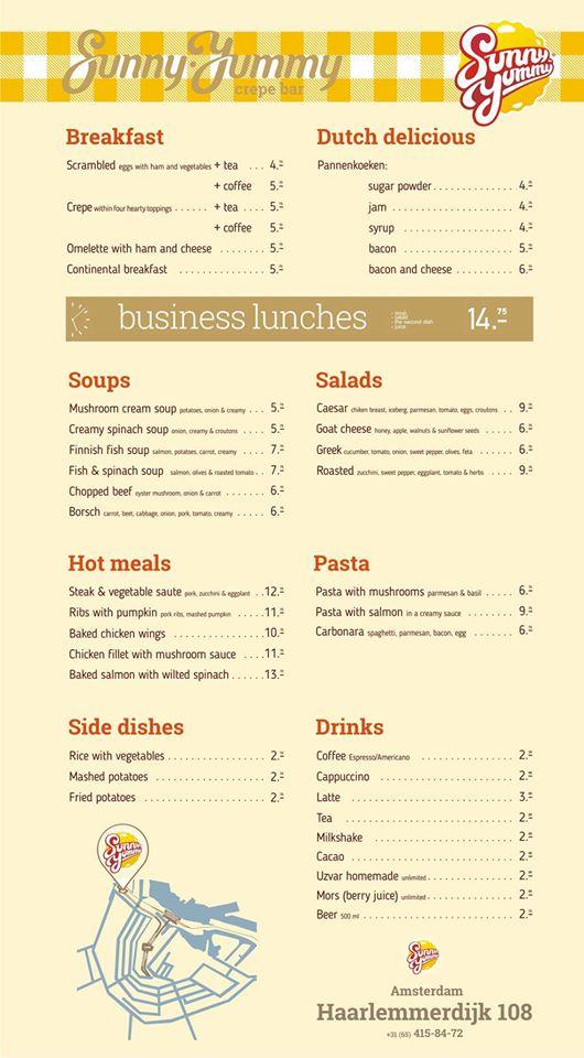 Menu at Sunny-Yummy Russian & Ukrainian Kitchen, Amsterdam