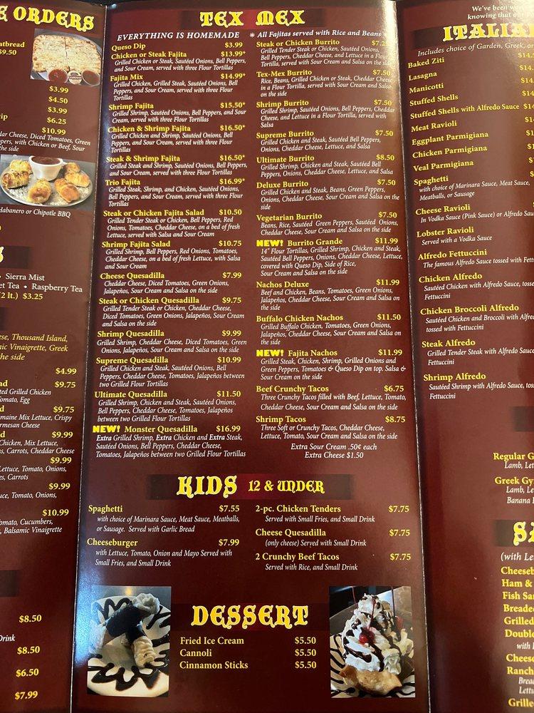 Menu at Castello's Restaurant, State Line