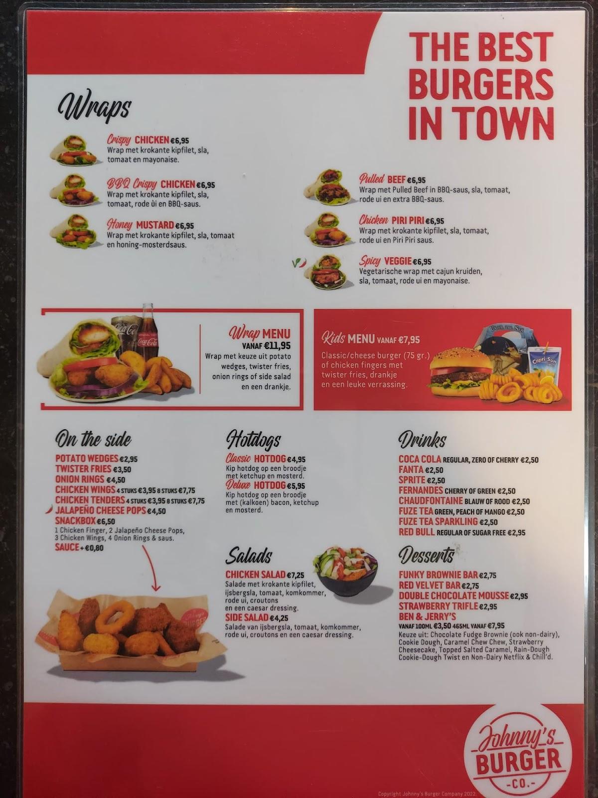 Menu au Johnny's Burger, Gand, Dendermondsesteenweg 273
