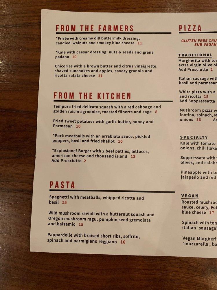 Menu at Pizzeria sul Lago, Lake Oswego