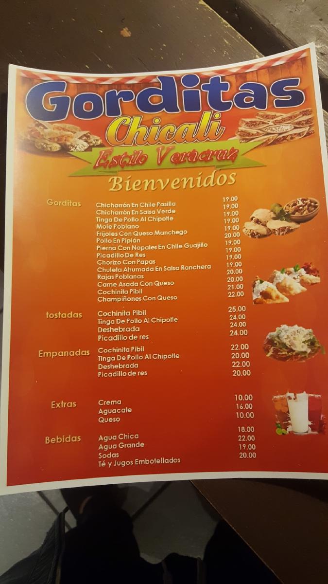 Menu at Cochinita Chicali restaurant, Mexicali