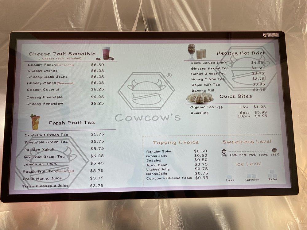 Menu at Cowcow's Tea restaurant, Honolulu