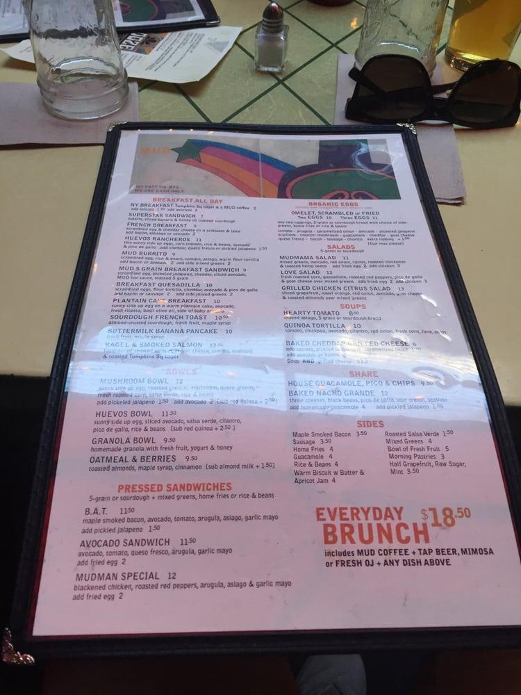 Menu at MUD SPOT aka MUD pub & bar, New York City