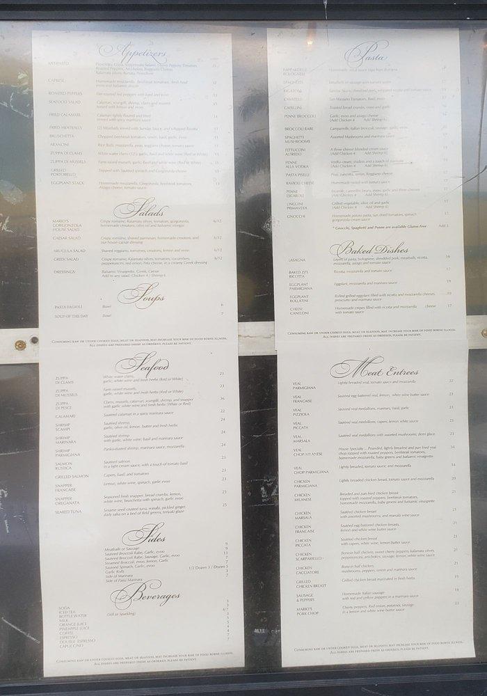 Menu at Mario’s Lake Ave pizzeria, Lake Worth
