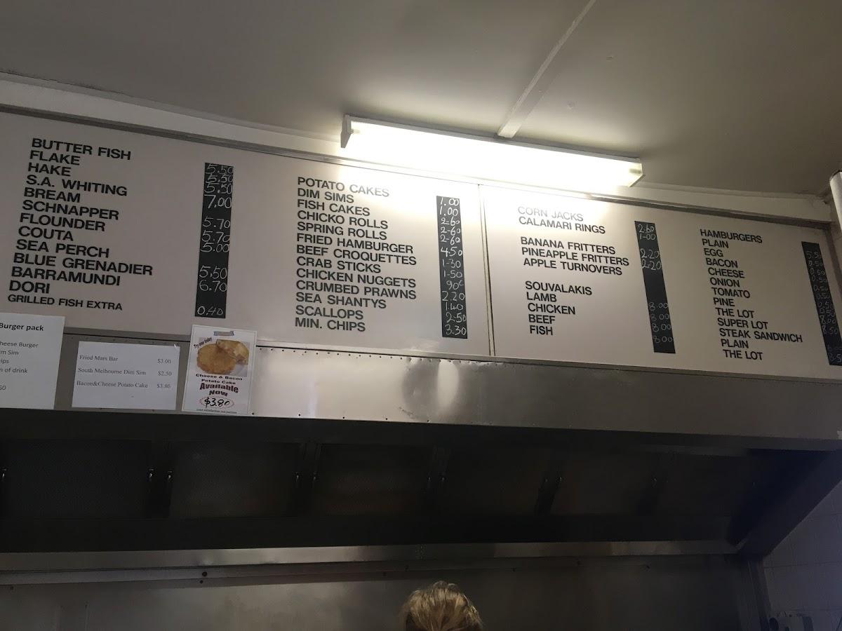 Menu at Marong Rd Fish Shop fast food, Ironbark