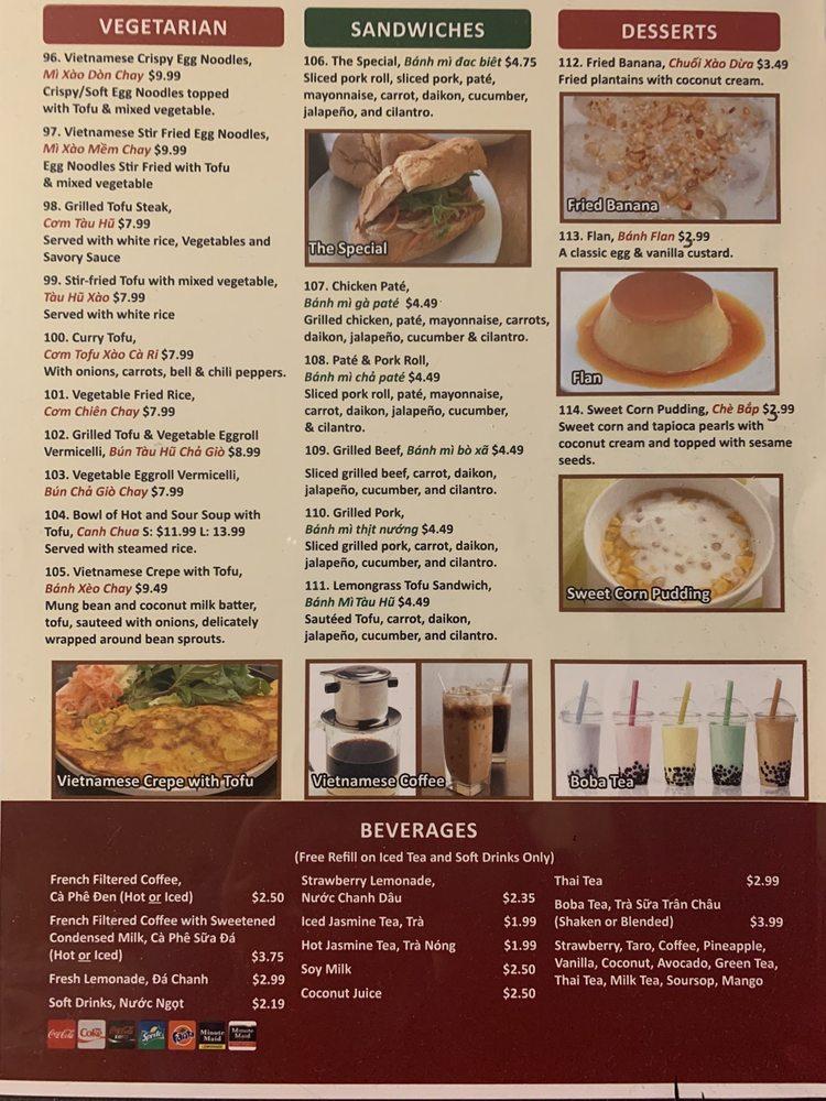 Menu at Pho 36 restaurant, Avon