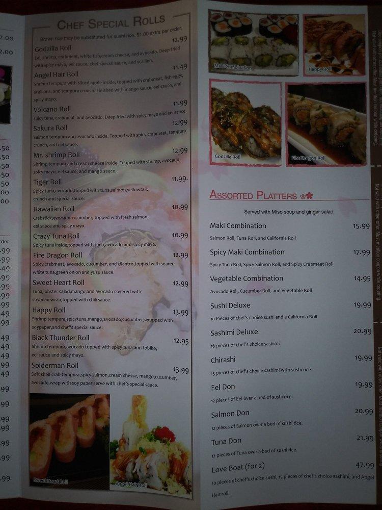 Menu at Sakura Japanese Express restaurant, Alsip