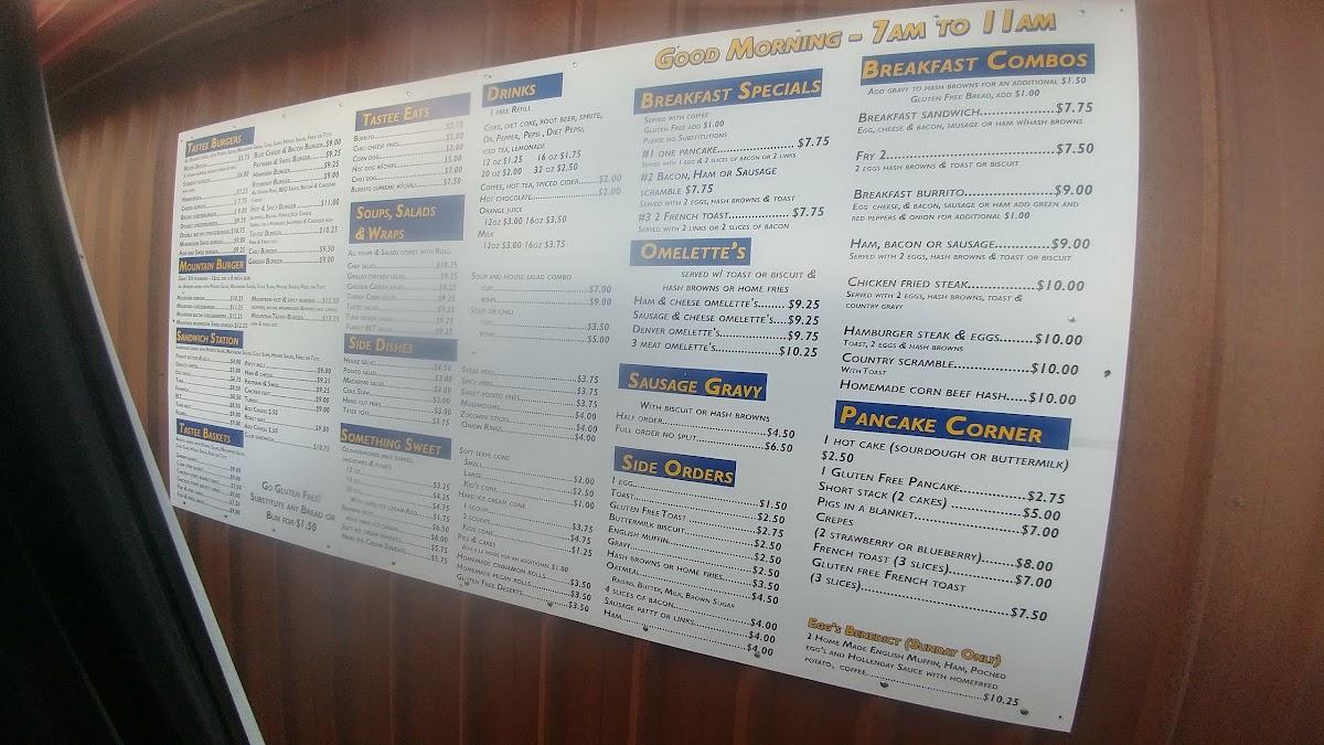 Menu at Tastee Treet restaurant, Prineville