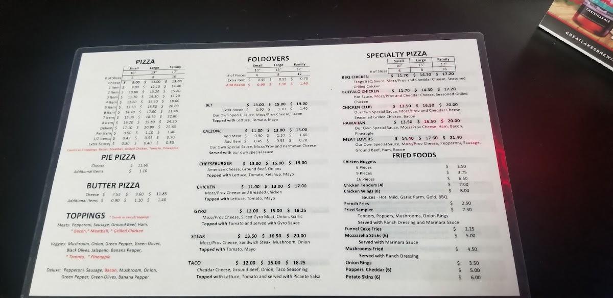 Menu at Uncle Al's Pizza pizzeria, Elyria, Chestnut Ridge Rd