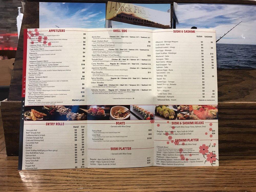 Menu at Asian Grill restaurant, Tulare