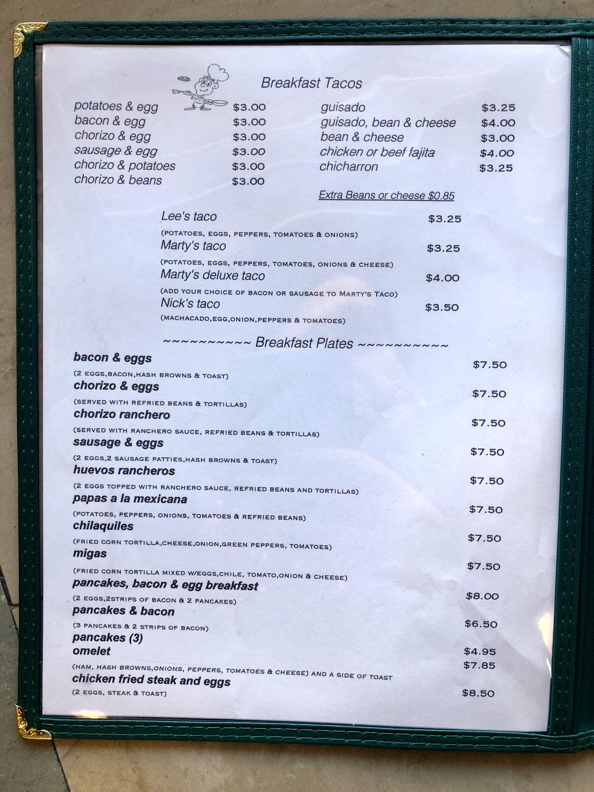 Menu at Benny's Cafe - Del Rio, Tx, Del Rio