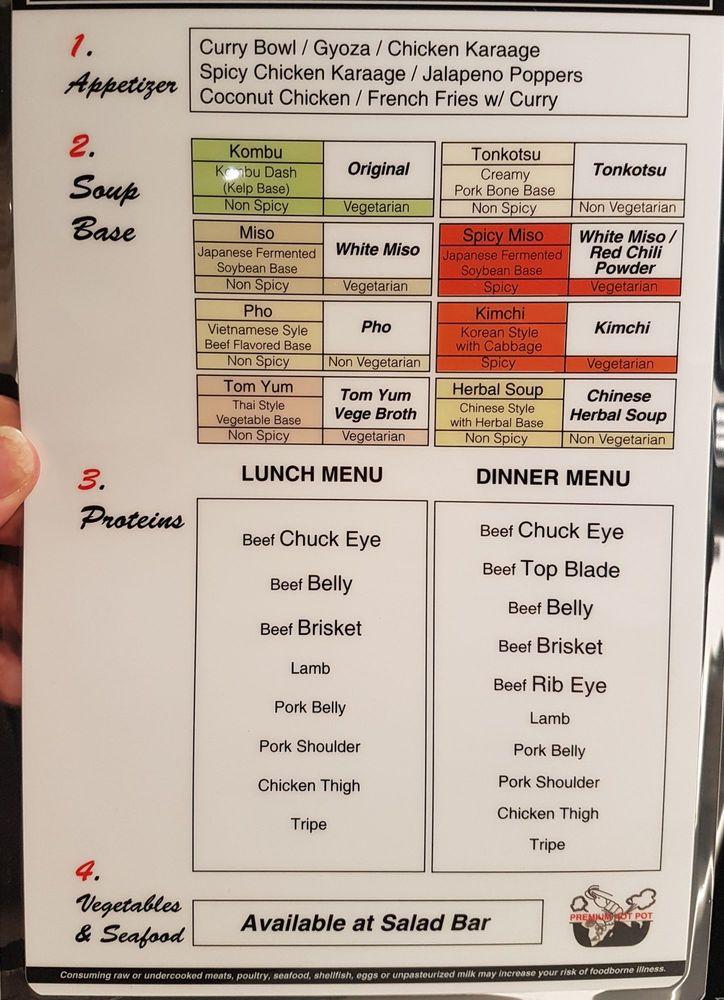 Menu at Boiling World restaurant, Ontario