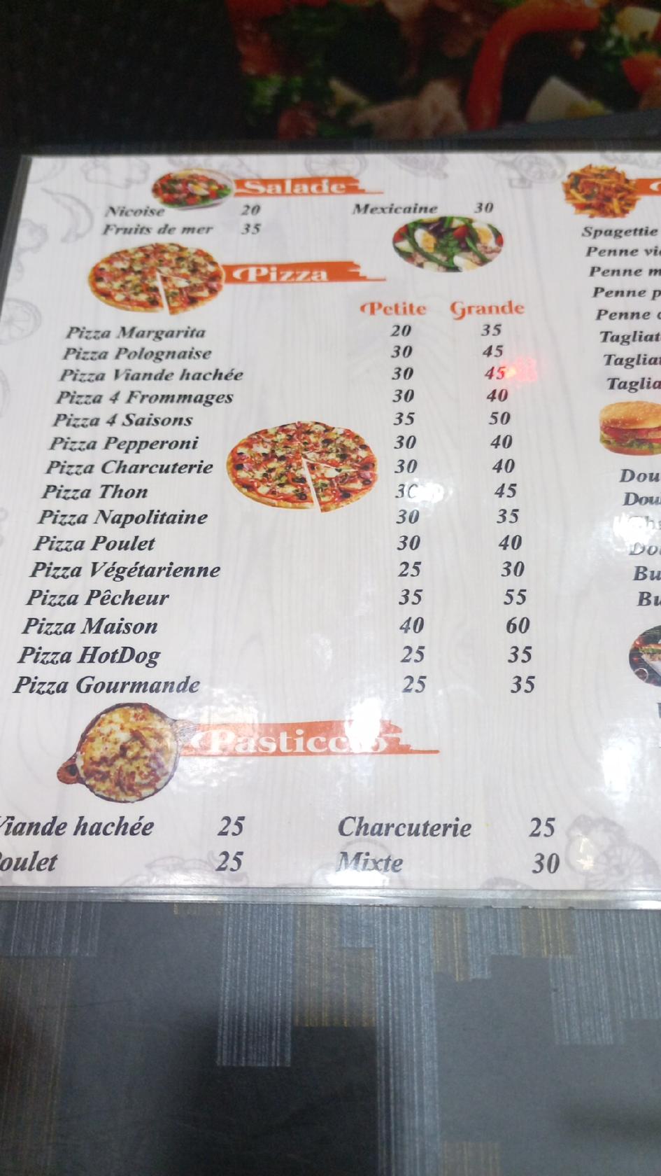 Menu au Espace Zola restaurant, Casablanca