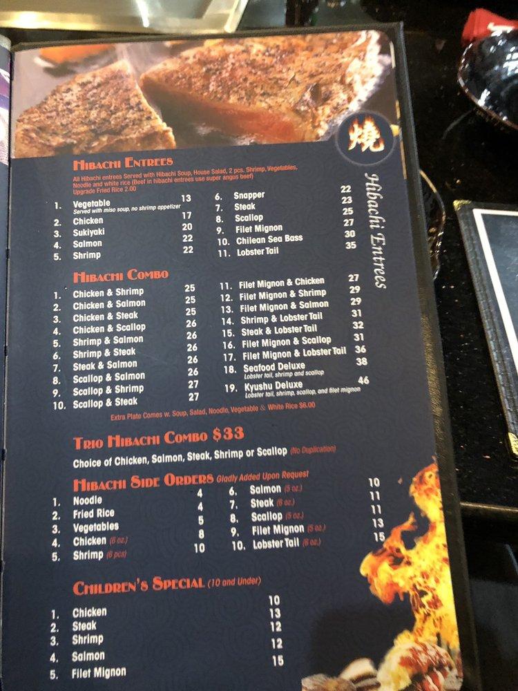 Menu at Kyushu Hibachi Steakhouse and Sushi, Fort Worth