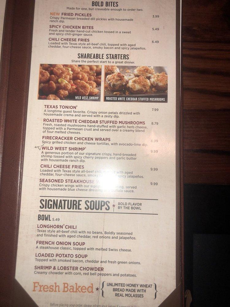 Menu at LongHorn Steakhouse, Peoria