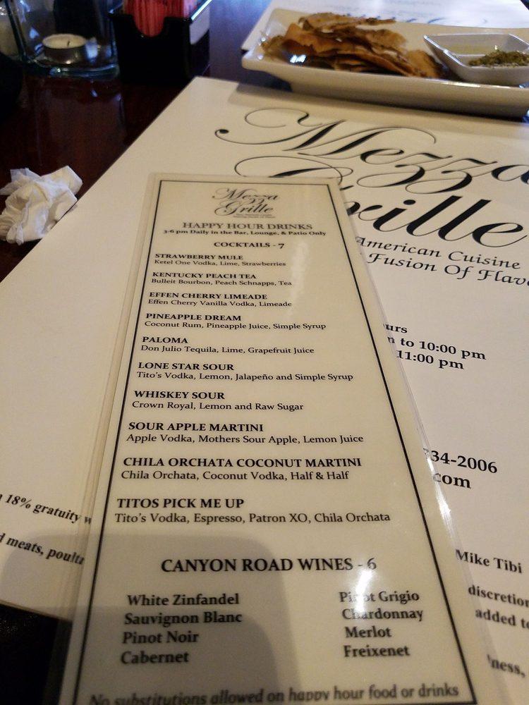 Menu at Mezza Grille restaurant, Houston