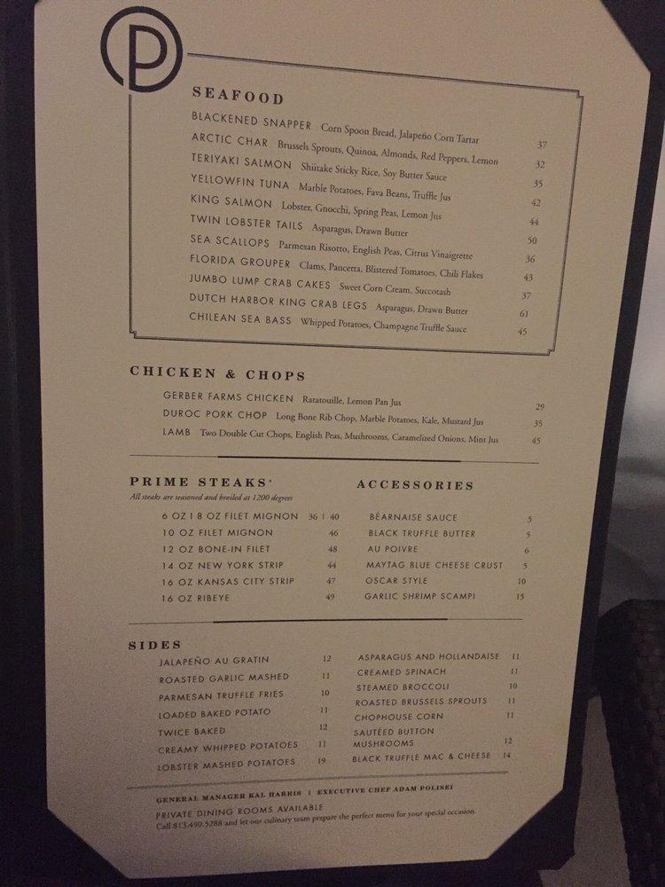 Menu at Ocean Prime steakhouse, Tampa, N Westshore Blvd