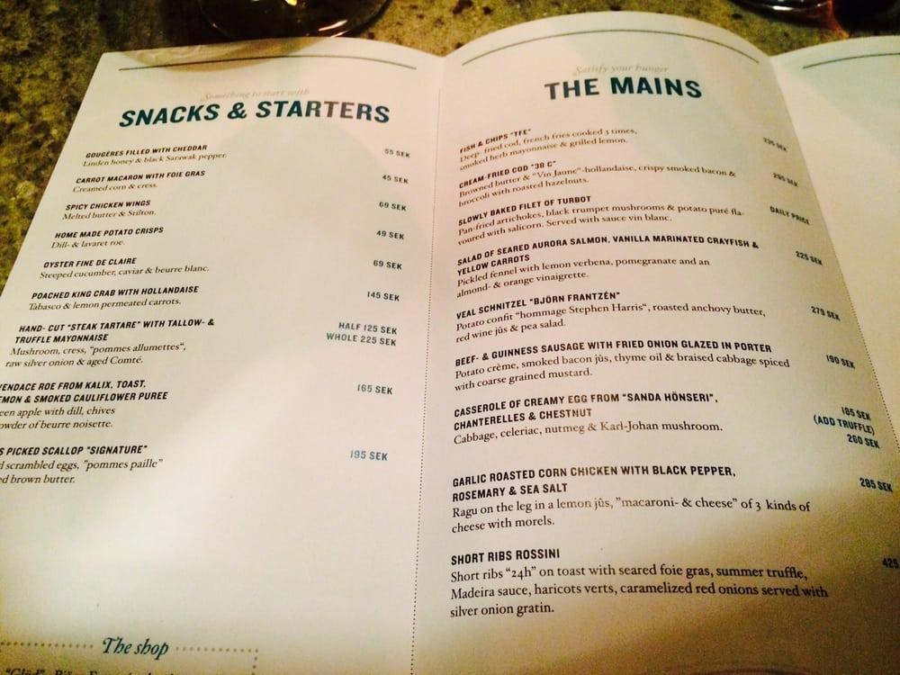Menu at The Flying Elk pub & bar, Stockholm