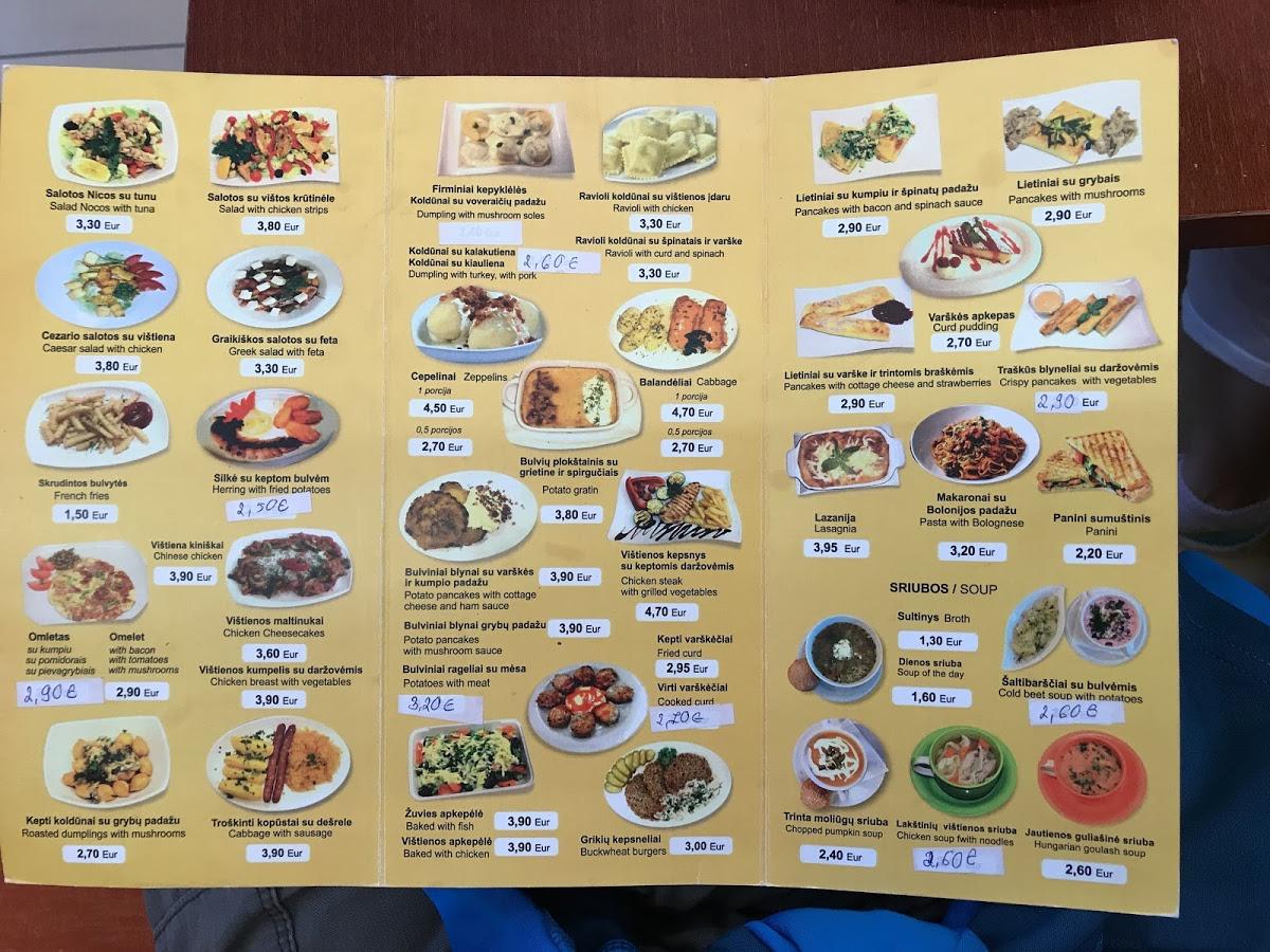 Menu at 101 kepyklele, Juviga cafe, Kaunas, Laisvės al. 87