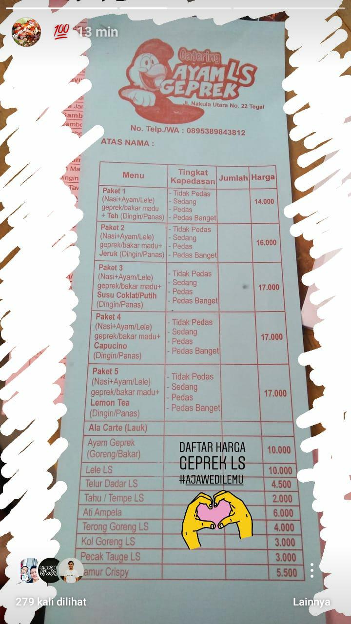 Menu at House of LS restaurant, Tegal