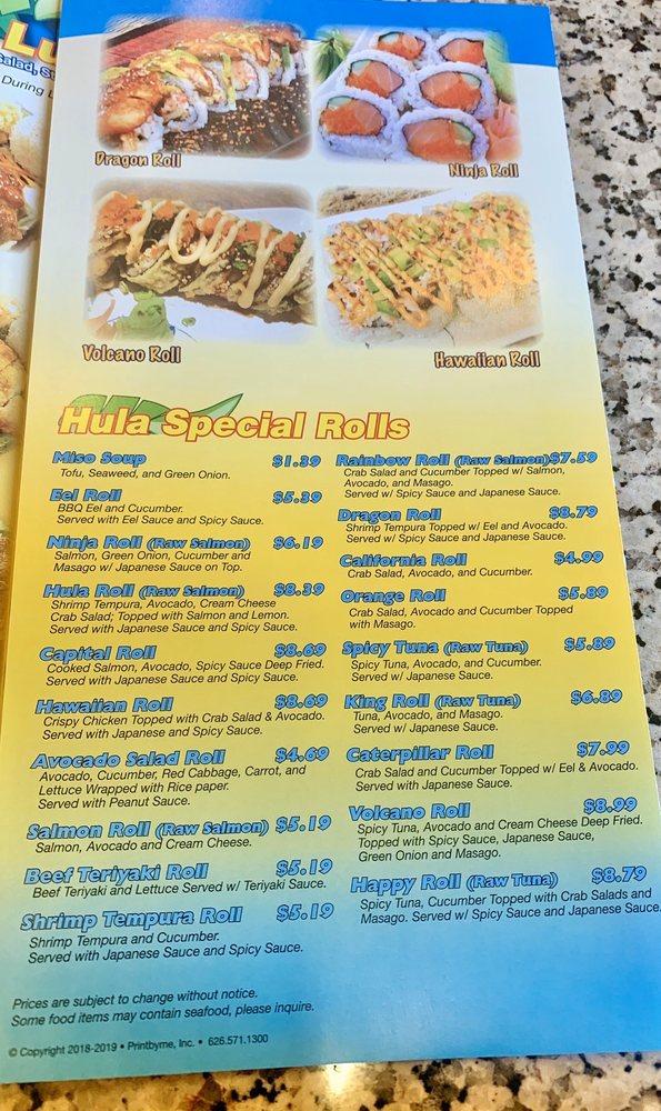 Menu at Honu Hawaiian BBQ, Sacramento