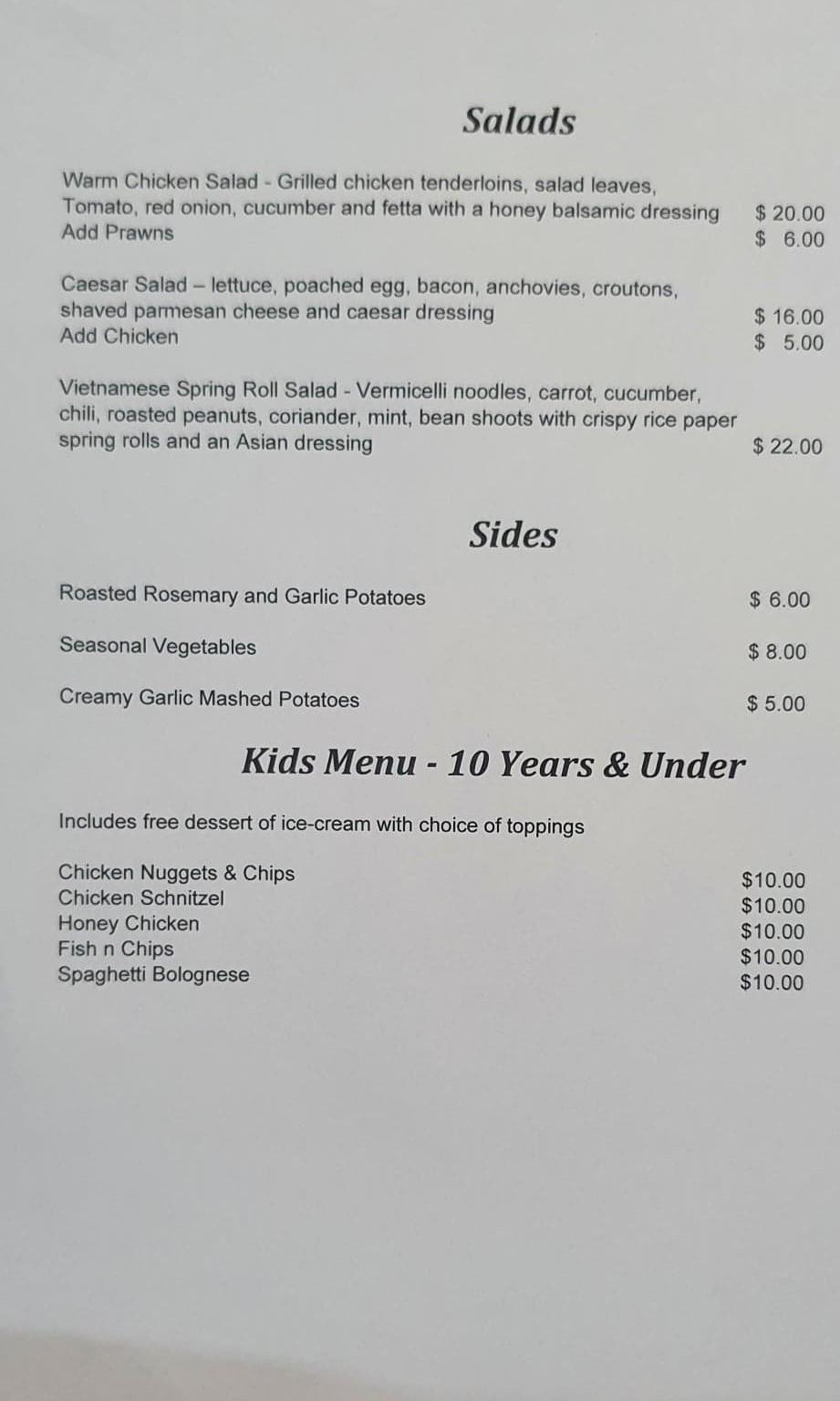 Menu at The Indian grill restaurant, Moonta