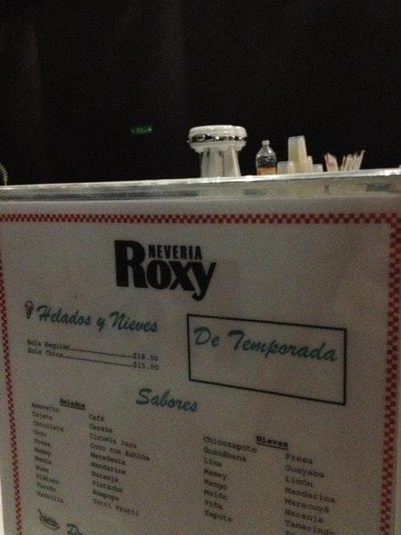 Menu at Nevería Roxy, Mexico City, Av. México Coyoacán 389