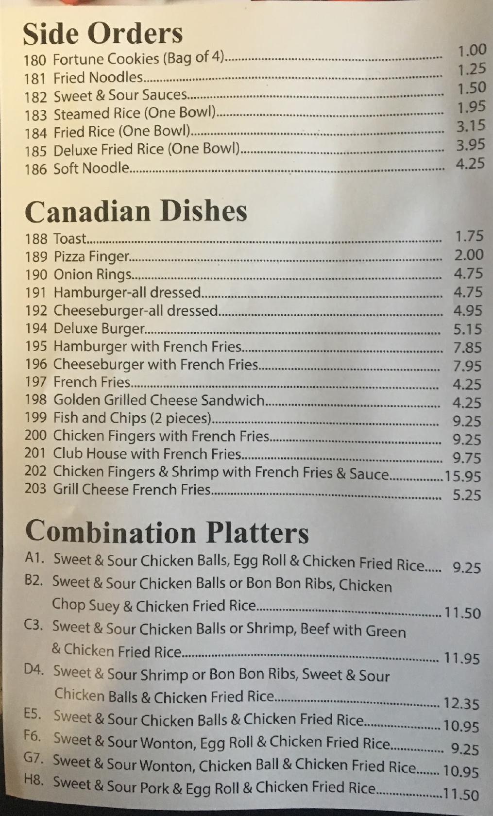 Menu at Wok With Chow Chinese Restaurant, Marathon