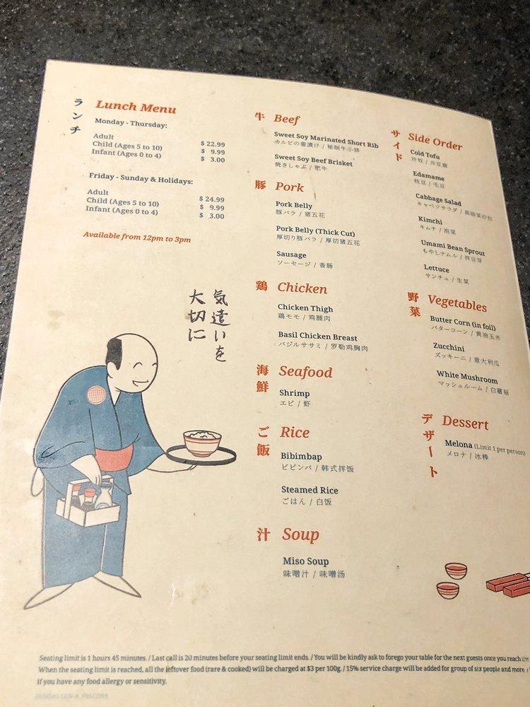 Menu at Gyubee Japanese Grill (Dundas) BBQ, Toronto, 157 Dundas St W