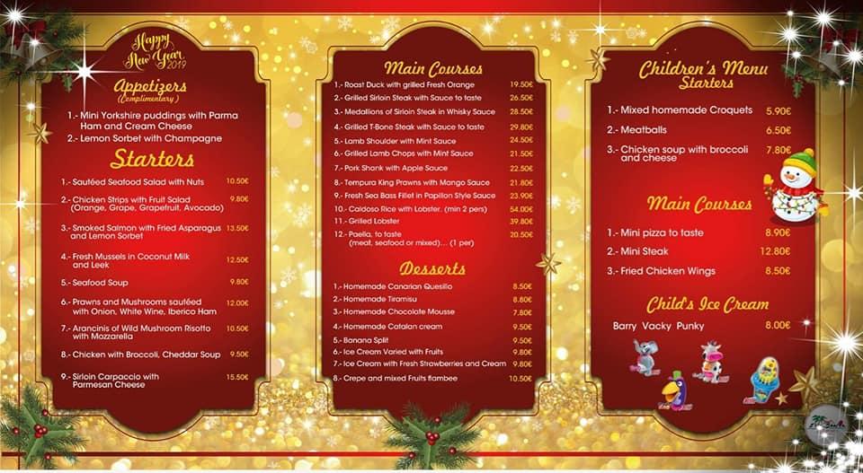 Menu at Isla Bonita restaurant, Playa Blanca