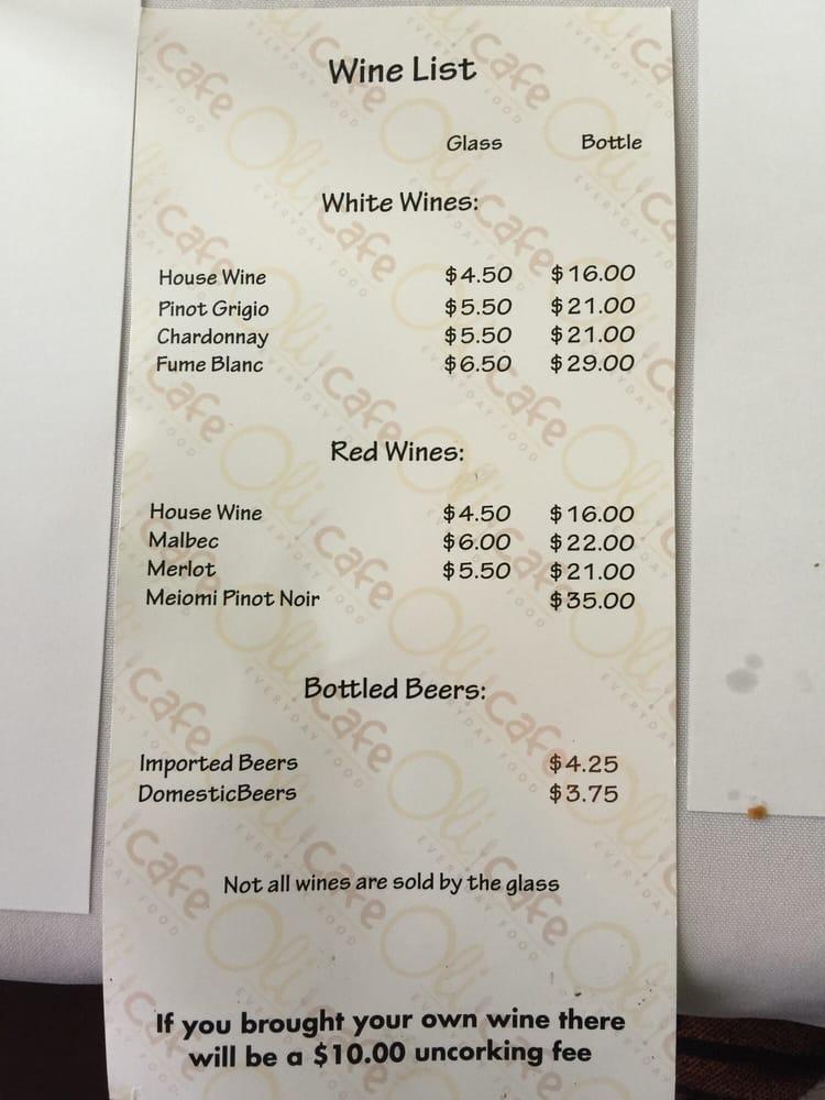 Menu at Oli Café pub & bar, Miami Beach