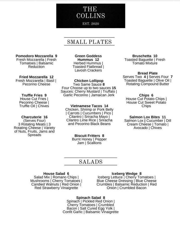 Menu at Brewery Town at The Collins pub & bar, Omaha