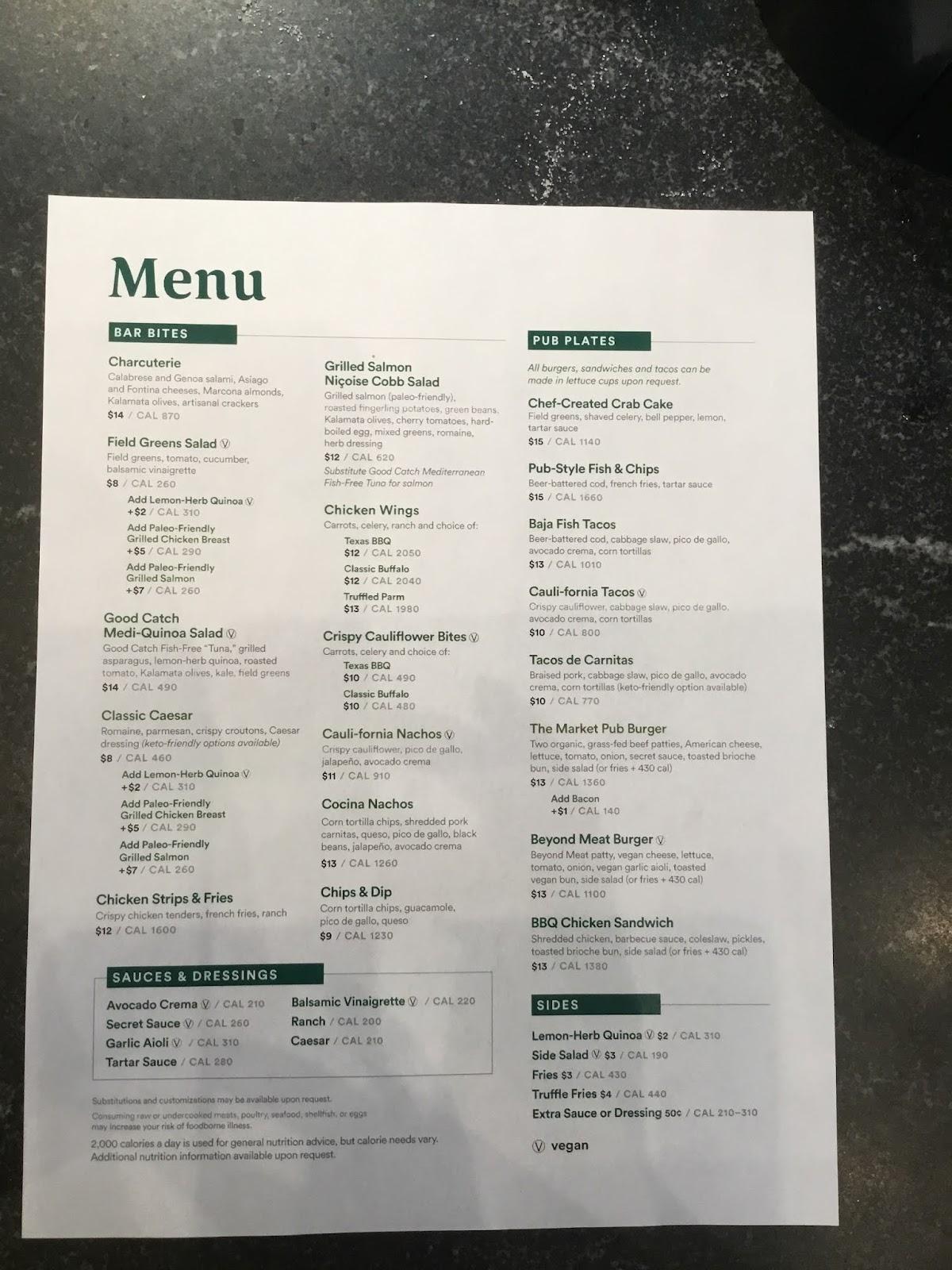 Menu at Bar 1818, Amherst